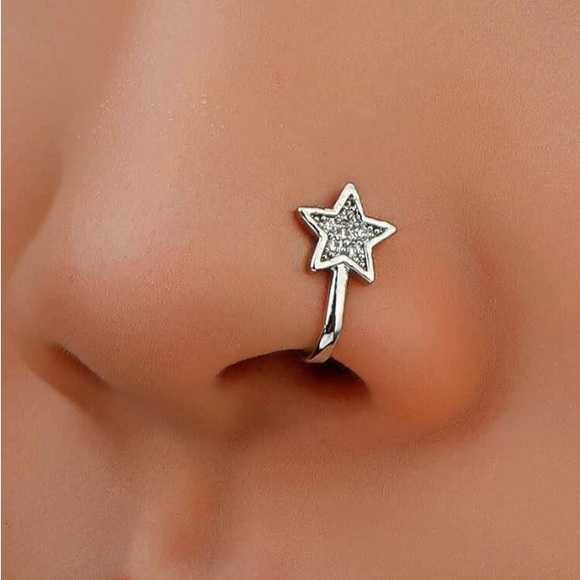 Jewelry | Nose Ring Copper Inlaid Star Design With Rhinestones In Nose ...